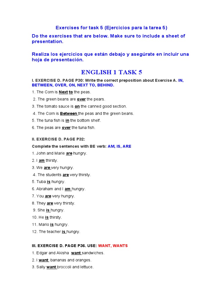 Task 5 English Exercises Guide | PDF | Language Arts & Discipline ...