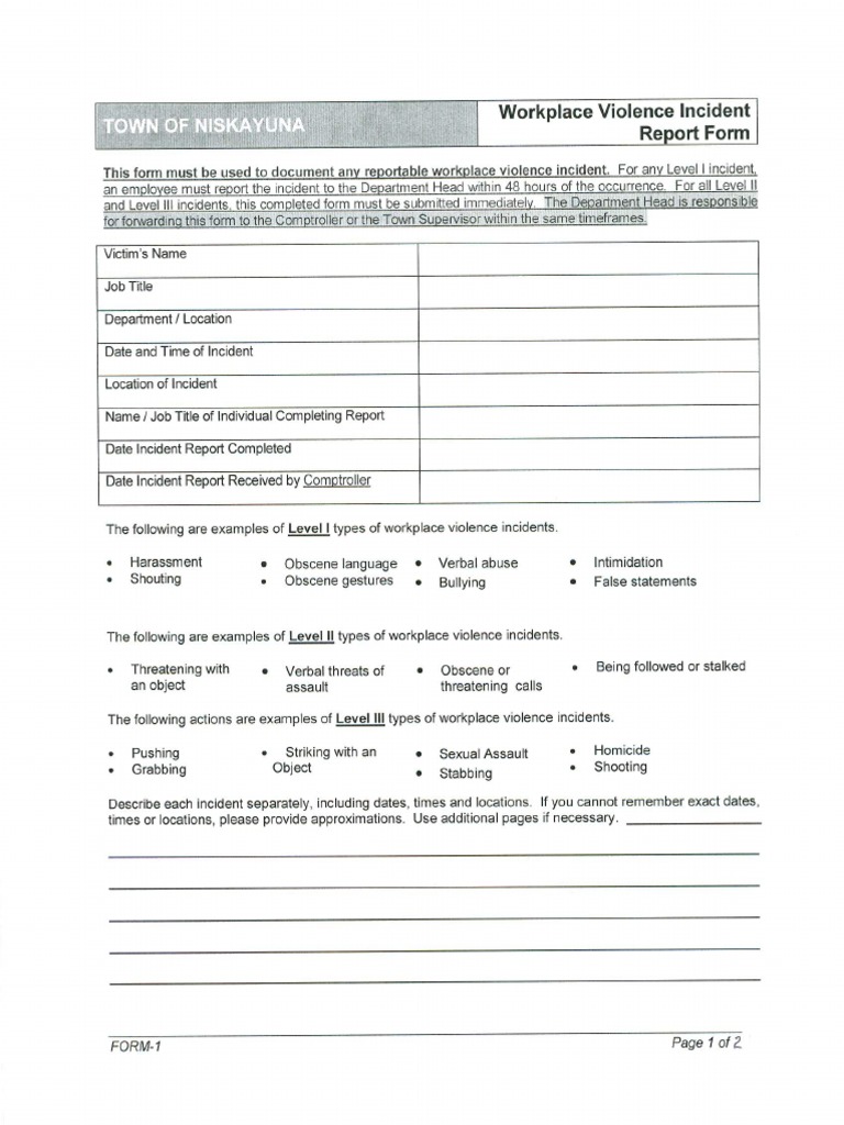 Workplace Incident Report Form | PDF