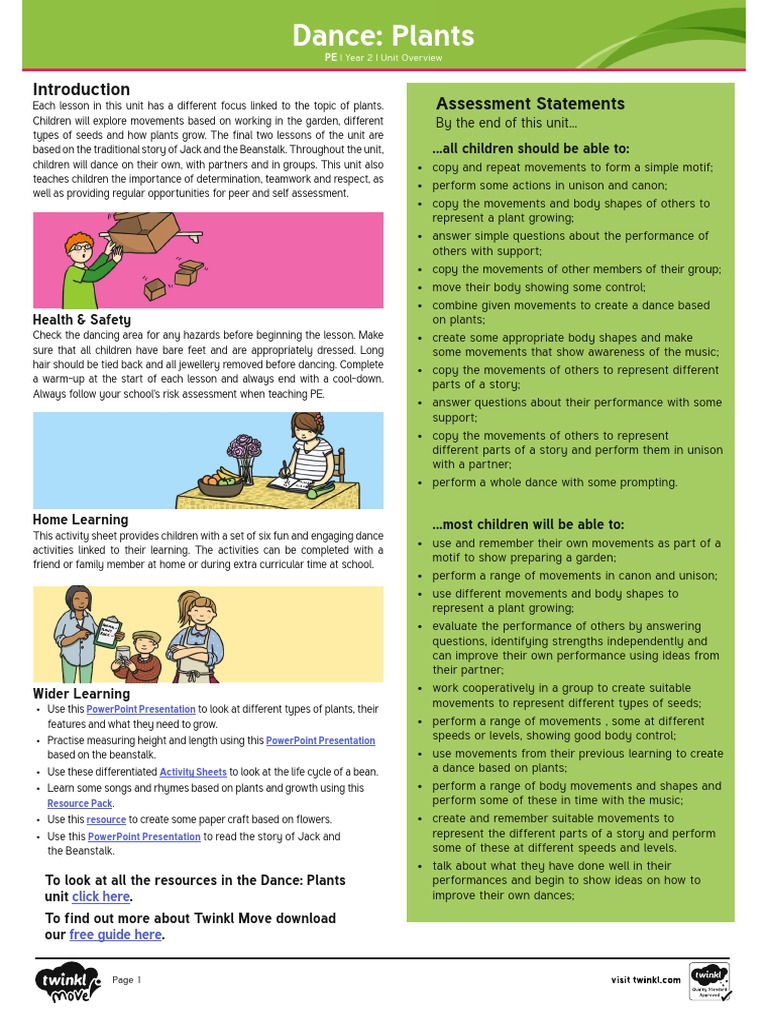 Dance Plants Unit Overview English - Ver - 2 | PDF | Dances | Behavior Modification