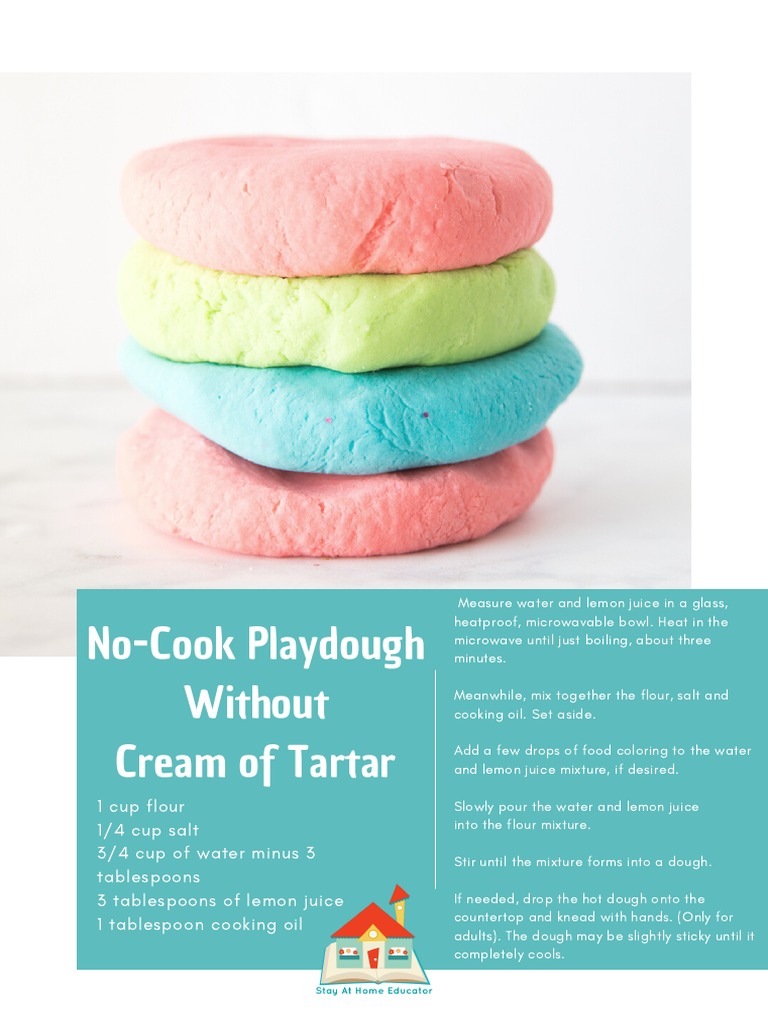 No Cook Playdough Recipe Without Cream of Tartar | PDF