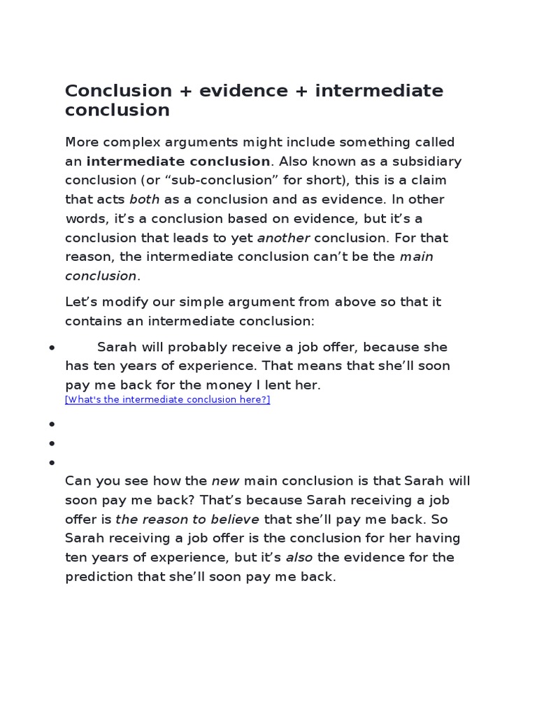 Conclusion + Evidence + Intermediate Conclusion | PDF