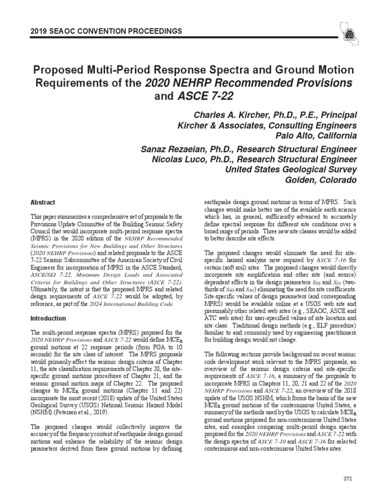 MPRS Proposals for NEHRP and ASCE 7-22 | PDF | Earthquakes | Seismology