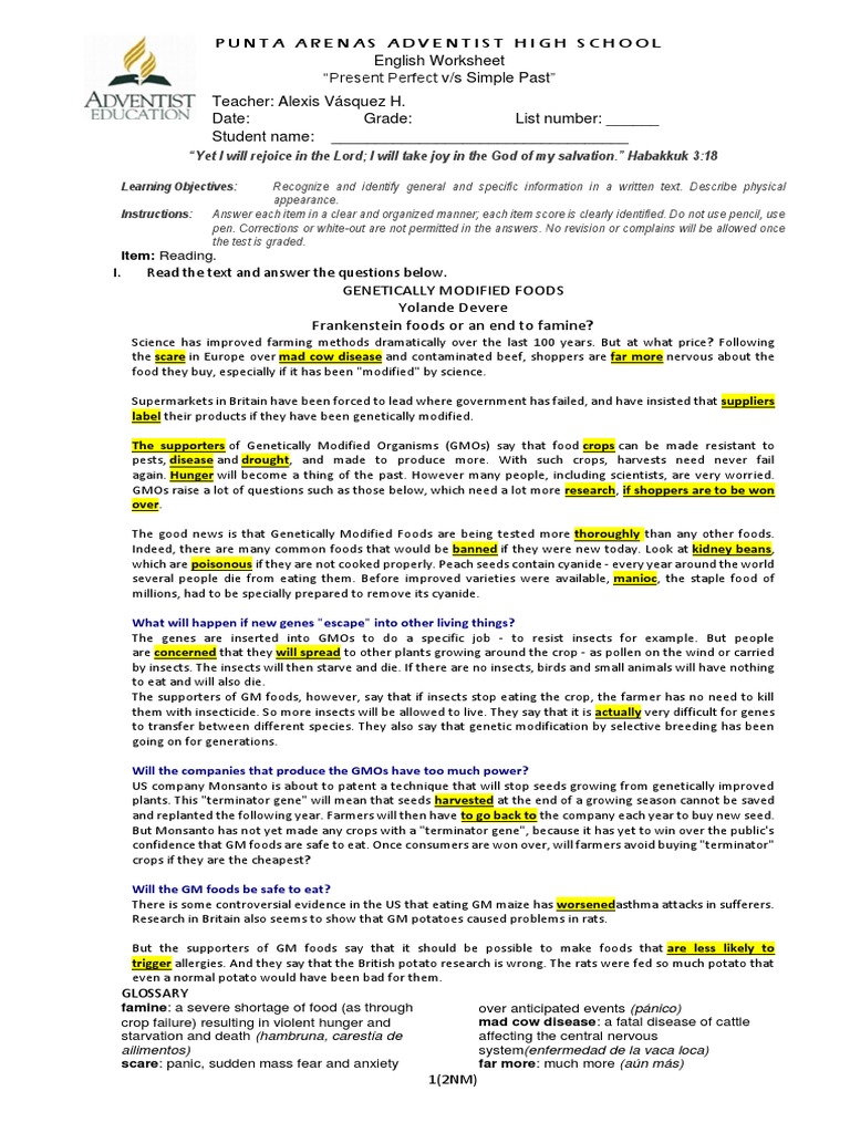 2nm - GMO Worksheet PDF | PDF | Genetically Modified Organism | Genetic ...