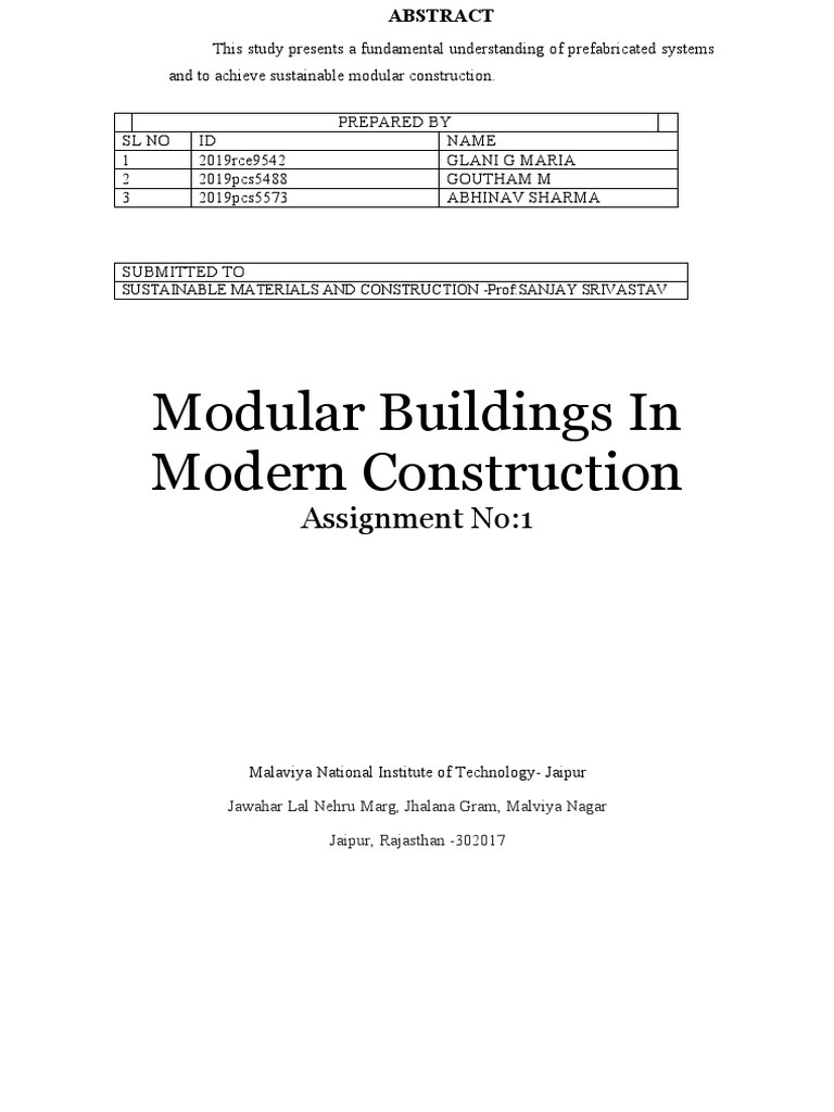 Modular Buildings in Modern Construction | PDF | Engineering | Economic ...