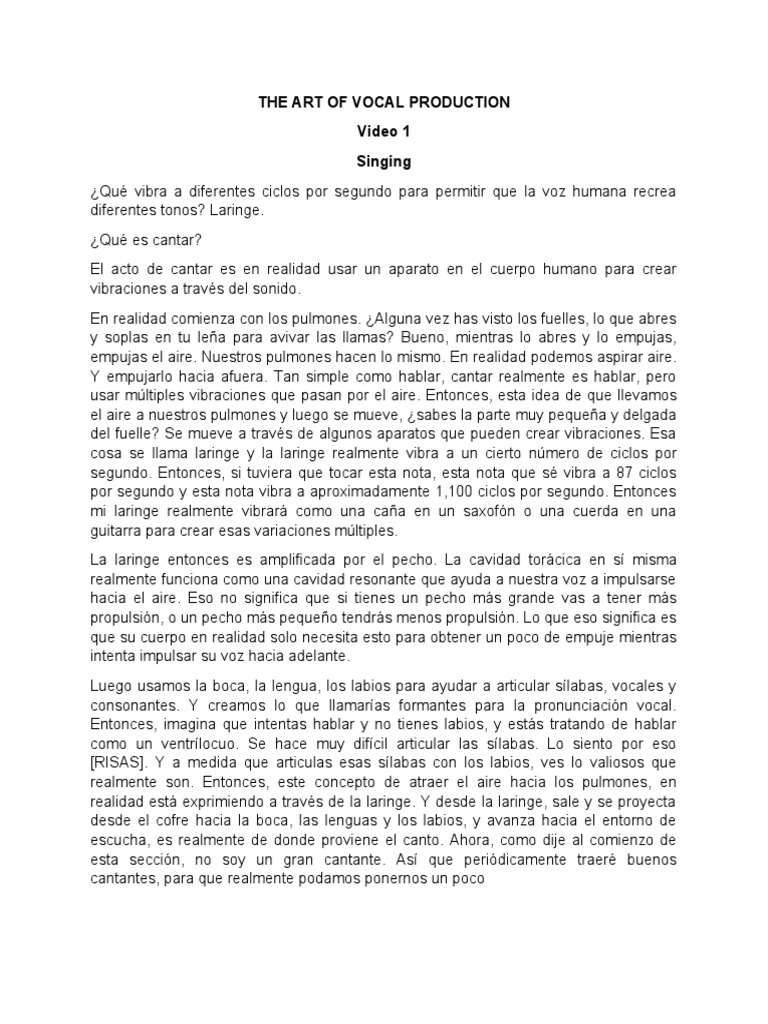 The Art Of Vocal Production Pdf Sonido Vocal