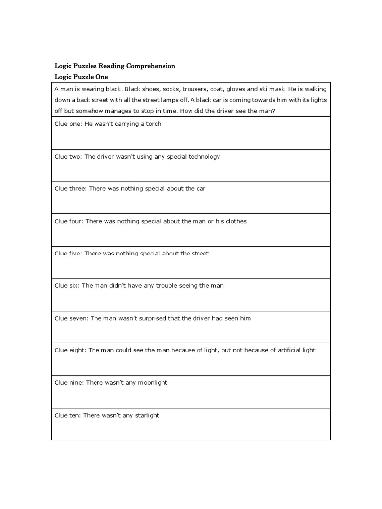 Logic Puzzles Reading Comprehension | PDF | Multiple Births