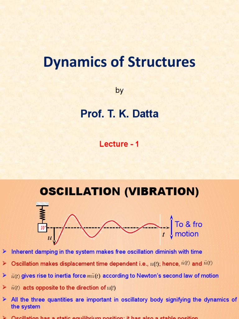 Dynamics of Structures: Prof. T. K. Datta | PDF | Oscillation | Force