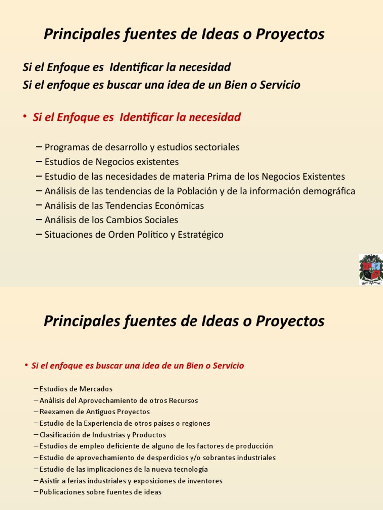 Principales Fuentes de Ideas o Proyectos | PDF