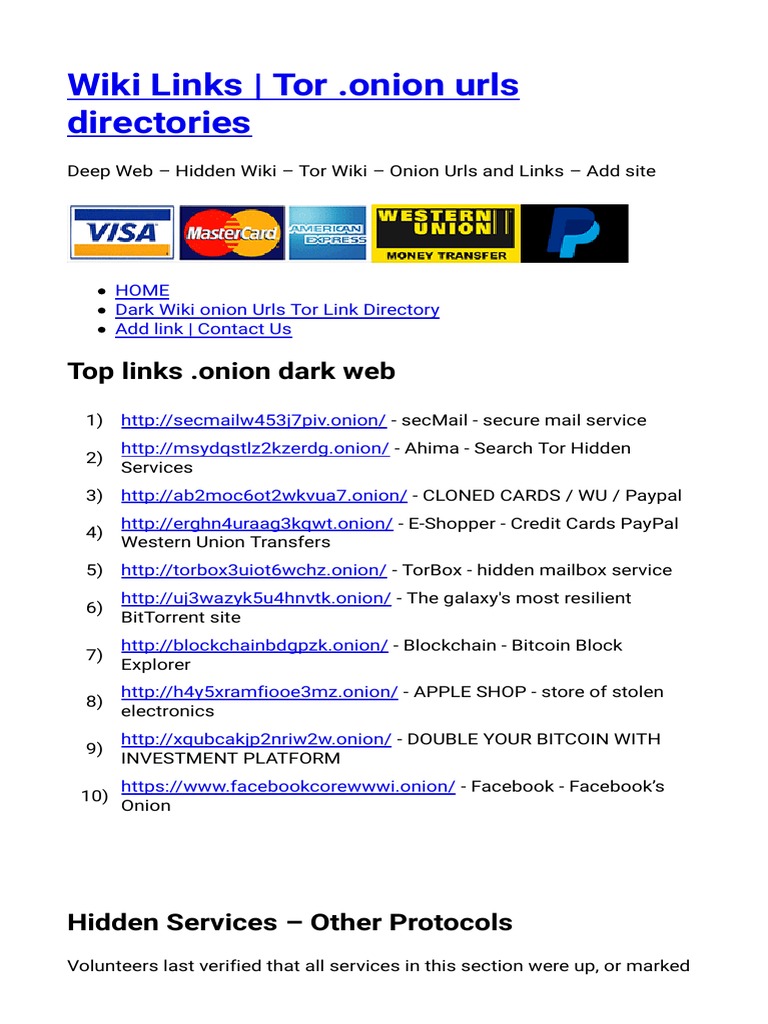 Wiki Link Hidden Tor .Onion Urls Directories PDF | Download Free PDF ...