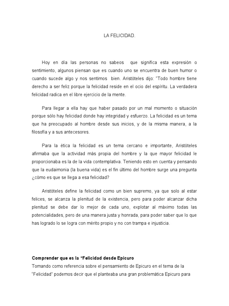La búsqueda de la felicidad según Epicuro | PDF | Relaciones personales ...