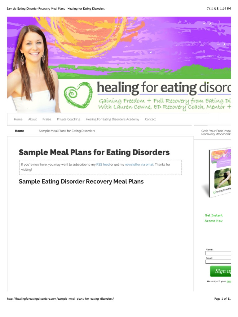 Sample Meal Plans for ED Recovery | PDF | Salad | Nutrition