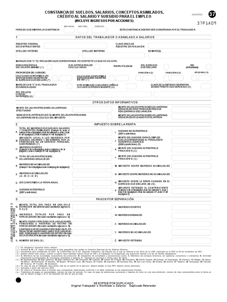 FORMATO 37 | Salario | Impuestos