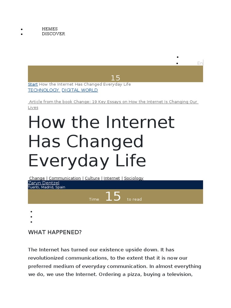 How The Internet Has Changed Everyday Life: Hemes Discover | PDF ...
