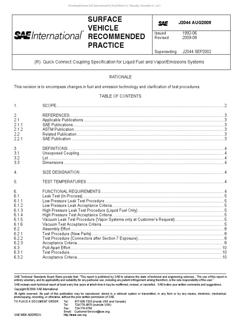 Sae J2044 - 200908 | PDF | Leak | Pipe (Fluid Conveyance)