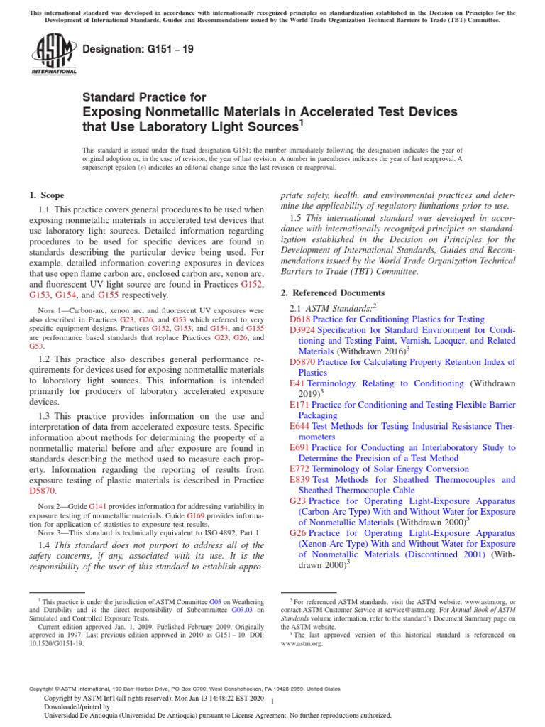 Astm G151 PDF | PDF | Ultraviolet | Optical Filter