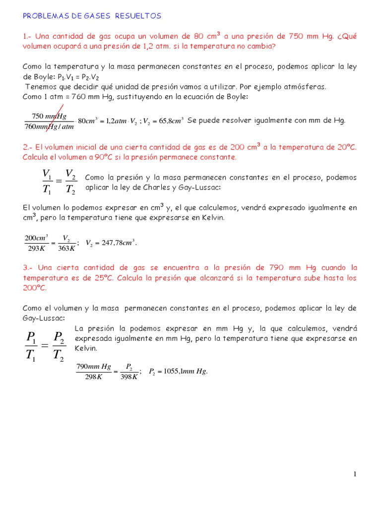 Problemas Resueltos de Gases | PDF | Gases | Mole (Unidad)