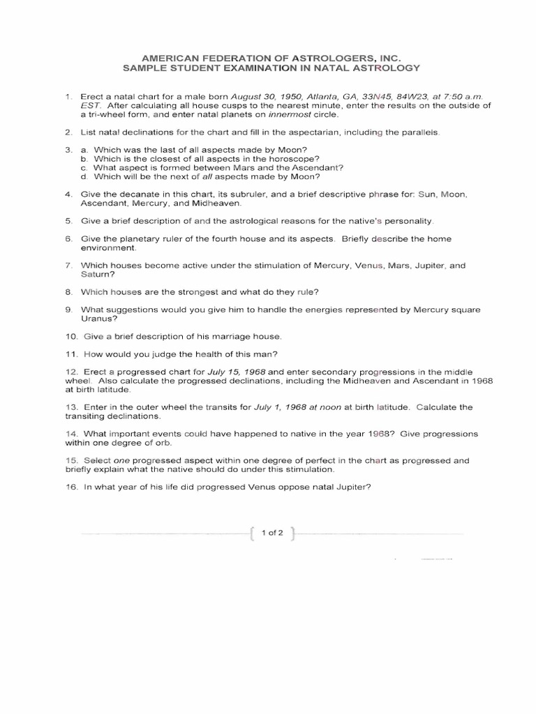 Sample Student Exam PDF | PDF | Horoscope | Planemos