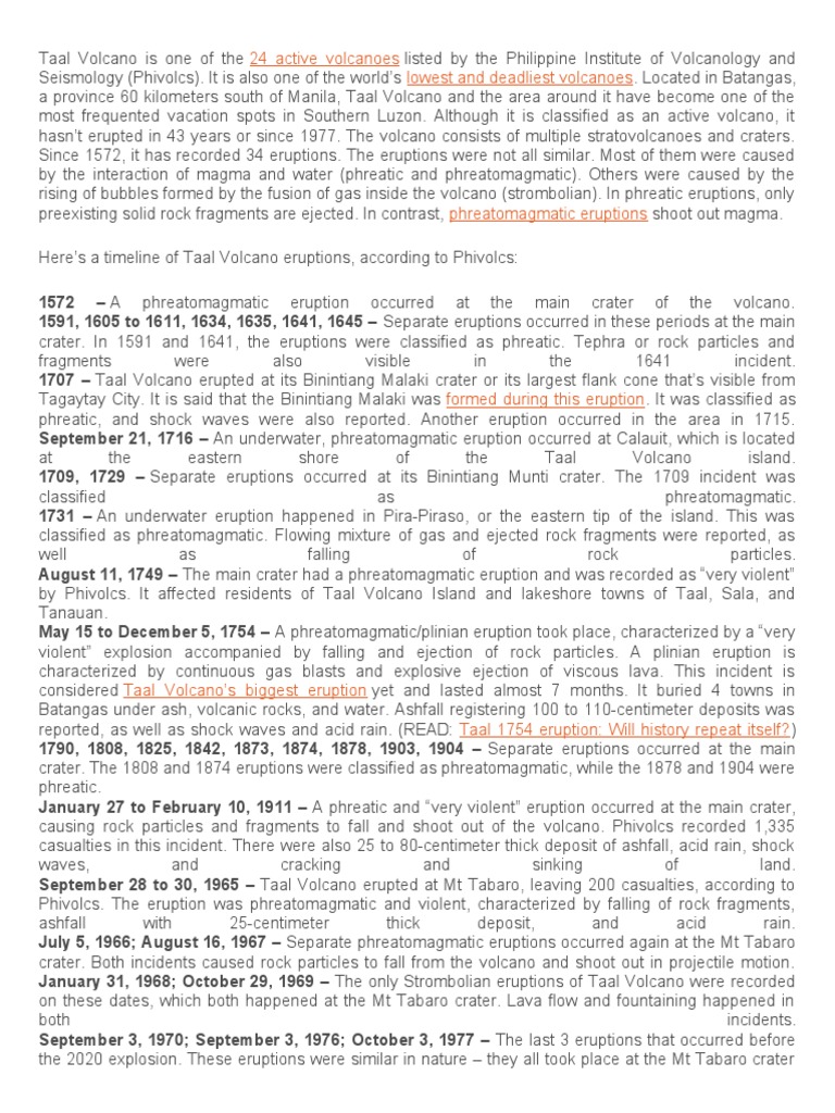 24 Active Volcanoes Lowest and Deadliest Volcanoes | PDF | Types Of ...