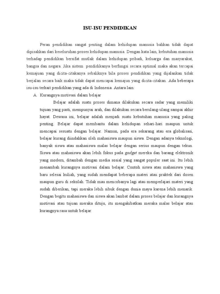 Isu Isu Pendidikan | PDF | Kesehatan Holistik