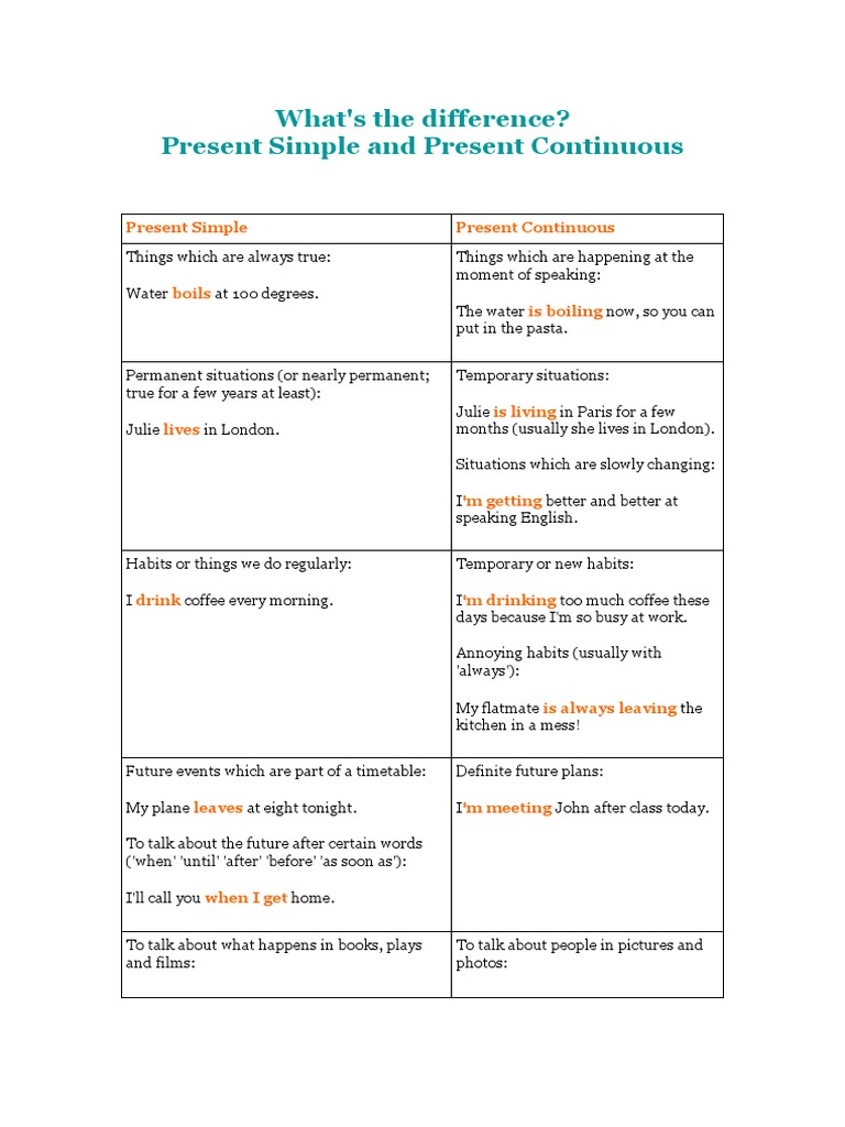 3) Present Simple X Present Continuous | Download Free PDF ...