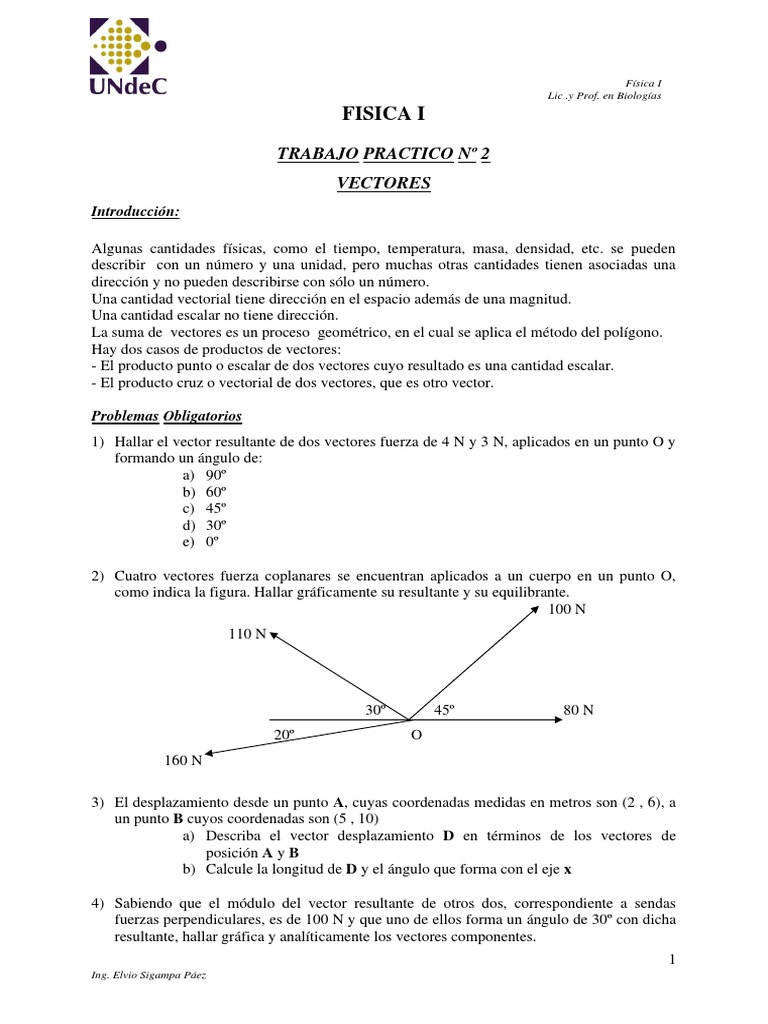 PRACTICO 2 Vectores PDF | PDF | Vector Euclidiano | Velocidad