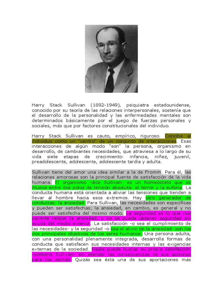 Harry Stack Sullivan | PDF | Adultos | Preadolescencia