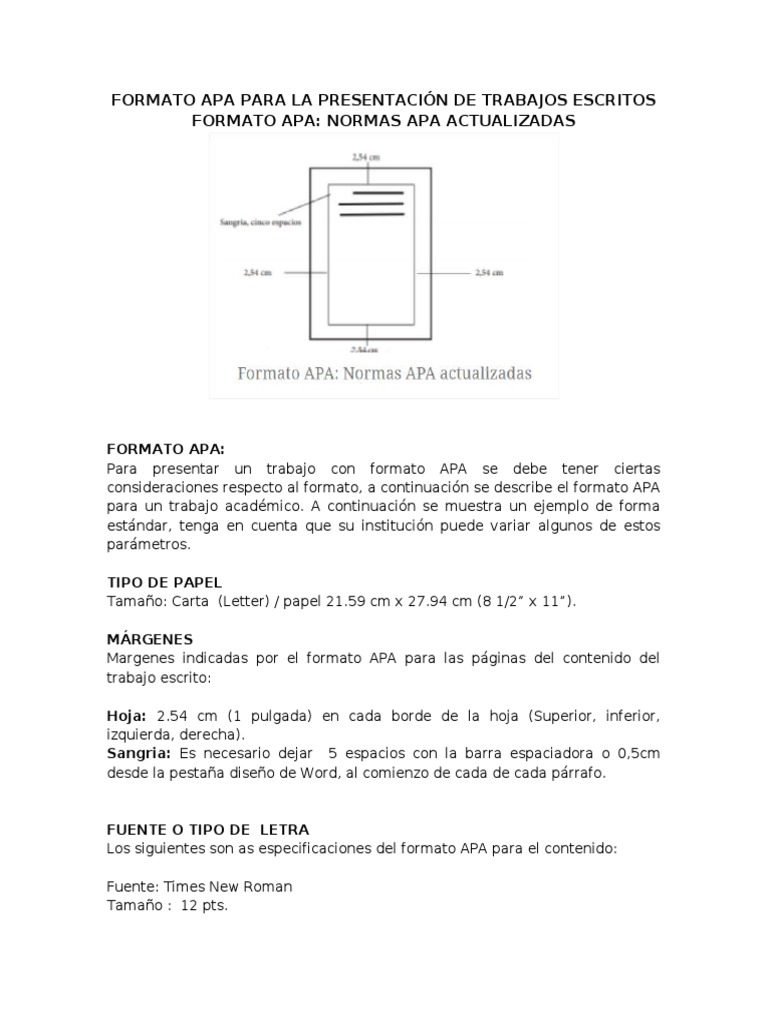 Formato Apa para La Presentación de Trabajos Escritos Formato Apa | PDF | Estilo apa ...