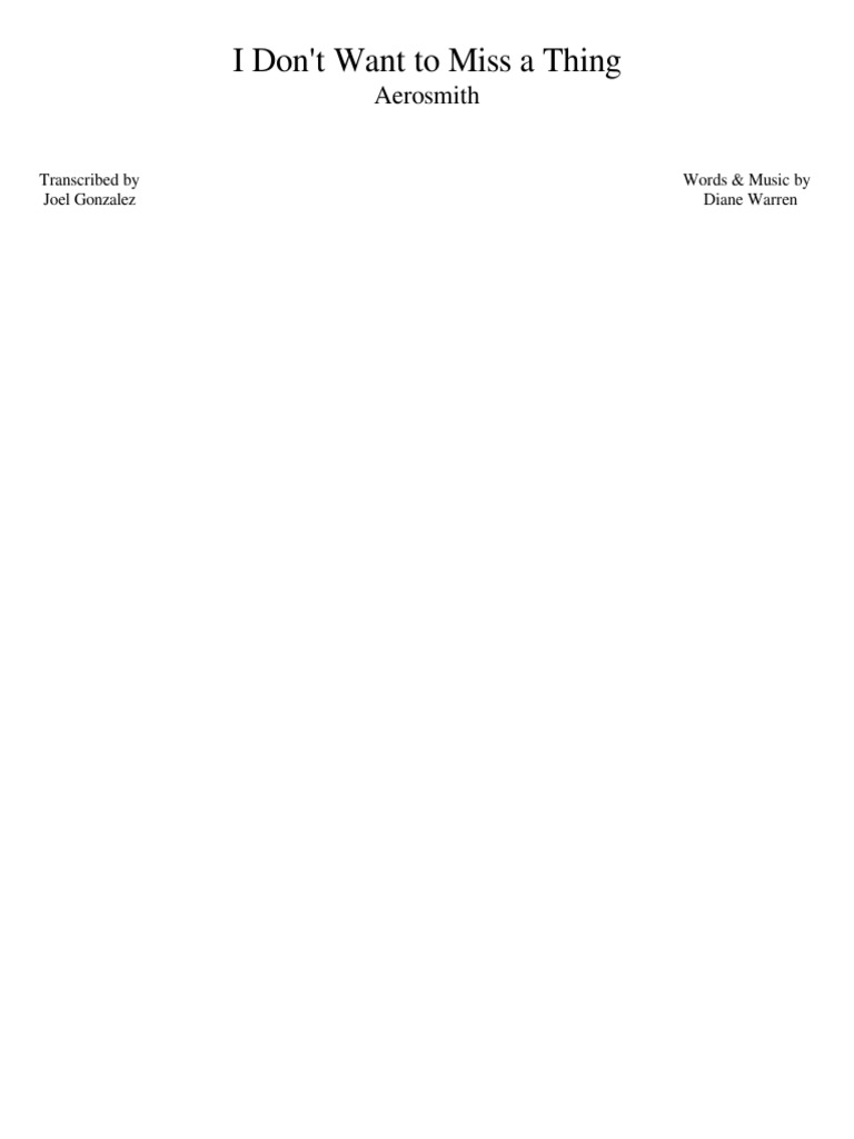 I Don't Want To Miss A Thing: Aerosmith | PDF | Continuous Pitch ...