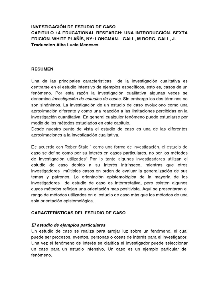 Ejemplo De Informe Psicologicoejemplo De Estudio De Caso Cualitativo