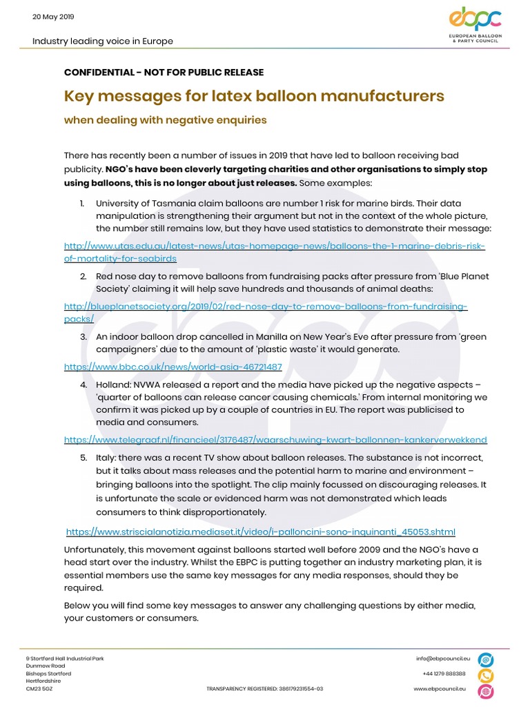 Key Messages For Latex Balloon Manufacturers: When Dealing With ...