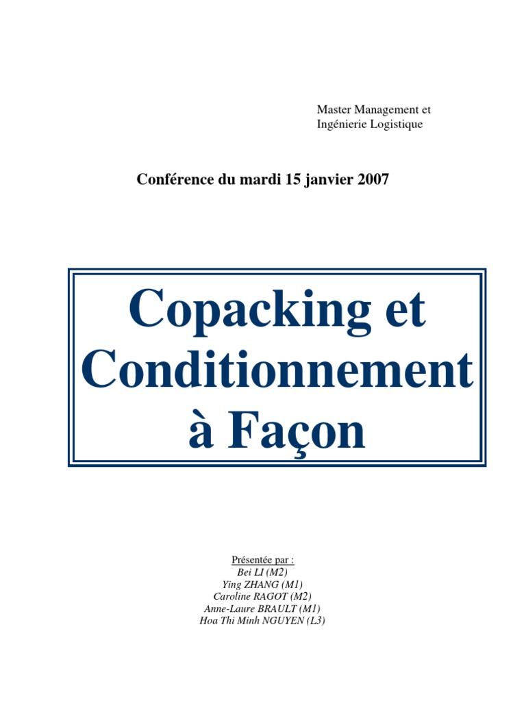Copacking | PDF | Nourritures | Commercialisation