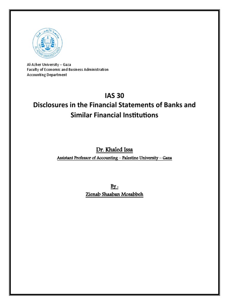 IAS 30 Disclosures in The Financial Statements of Banks and Similar ...