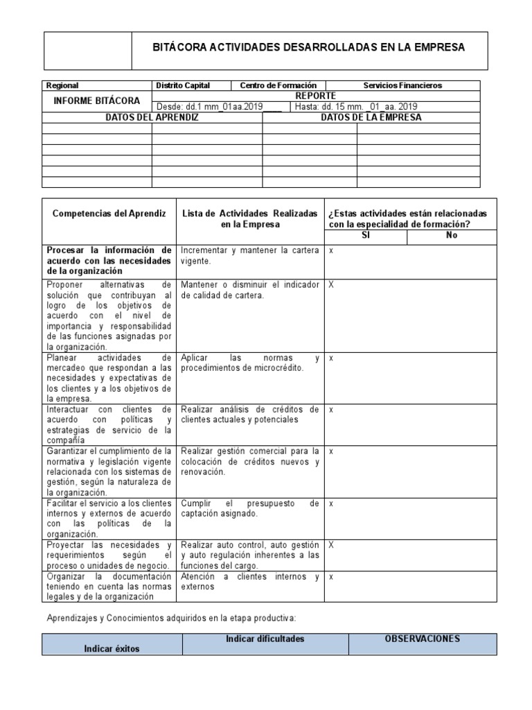Bitácora de Actividades Empresariales | PDF | Marketing | Business