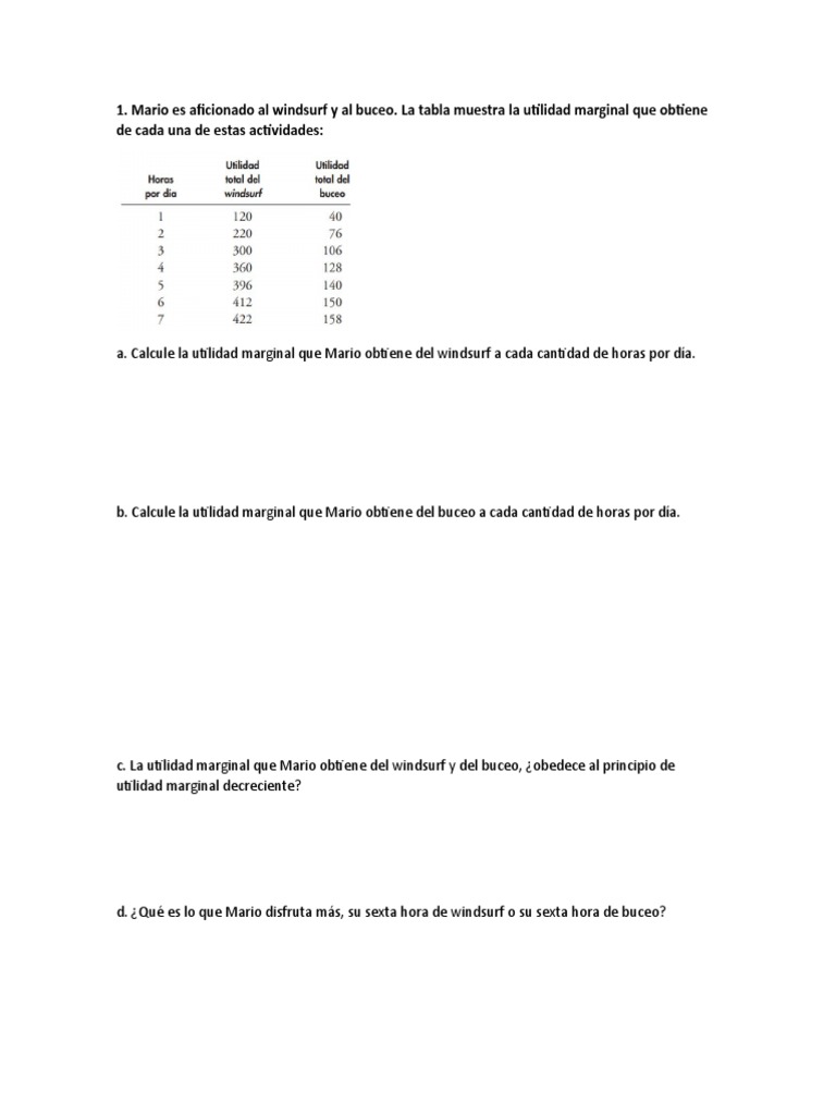 Problemas de Micro | PDF | Utilidad marginal | Utilidad