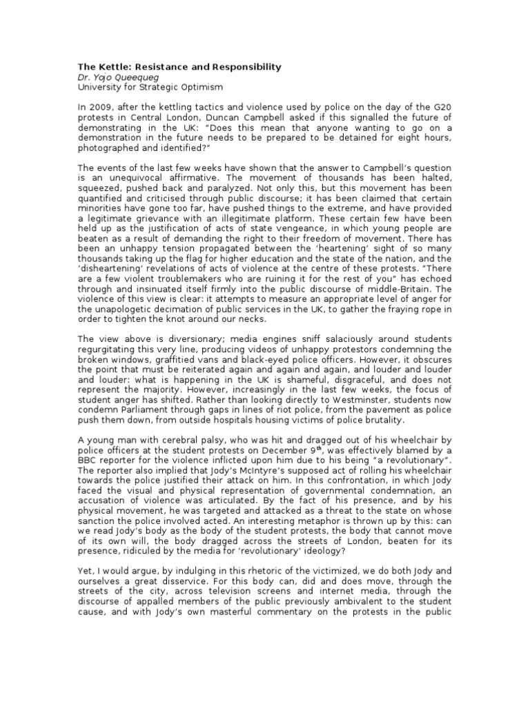 Dr. Yojo Queequeg: The Kettle: Resistance and Responsibility | PDF ...