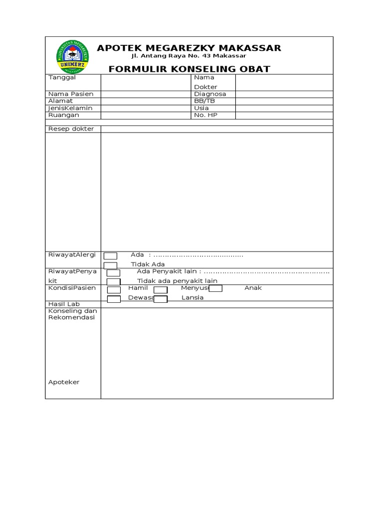 Form Konseling Obat | PDF
