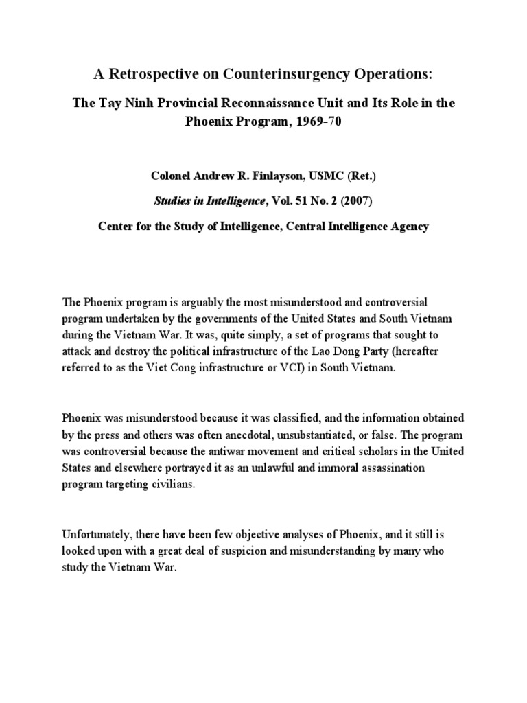 2007 CIA Historical Essay On The Phoenix Program in Vietnam | PDF ...