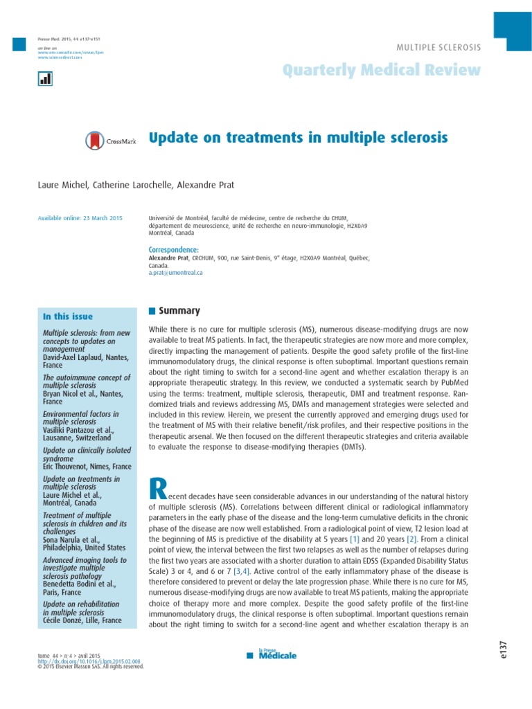 Multiple Sclerosis | Download Free PDF | Multiple Sclerosis | Therapy