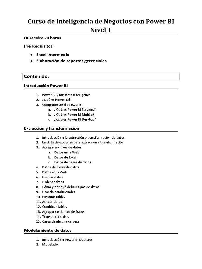 Inteligencia de Negocios Con Power BI - Nivel 1 | PDF
