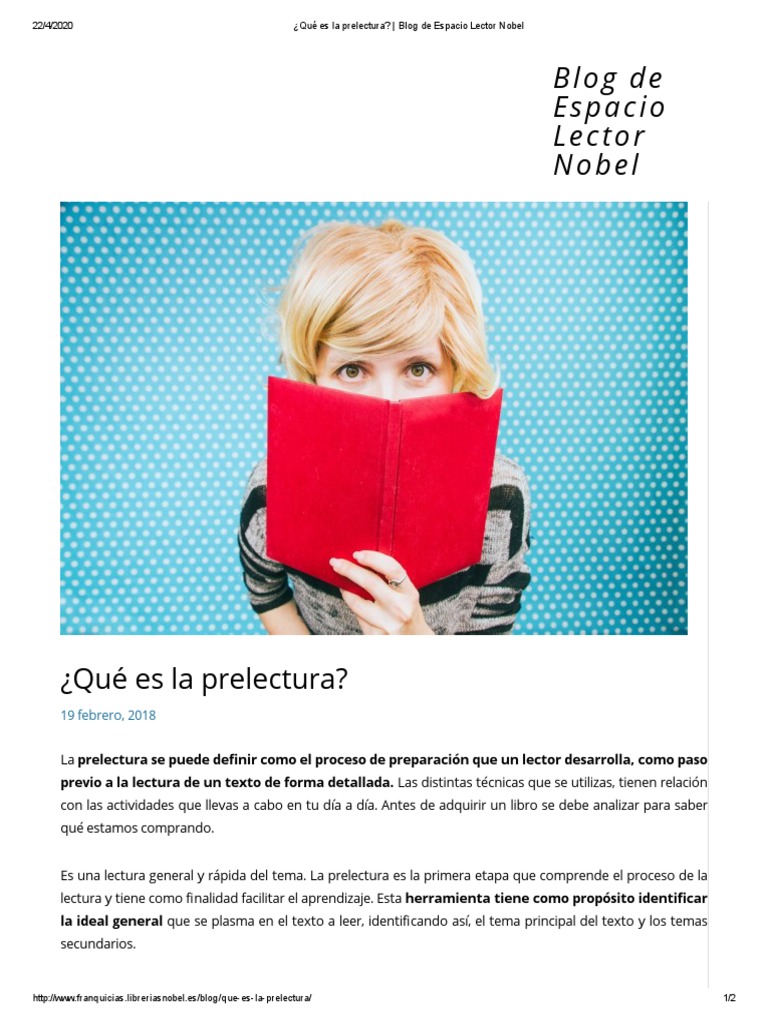¿Qué Es La Prelectura - Blog de Espacio Lector Nobel | PDF | Blog | Libros