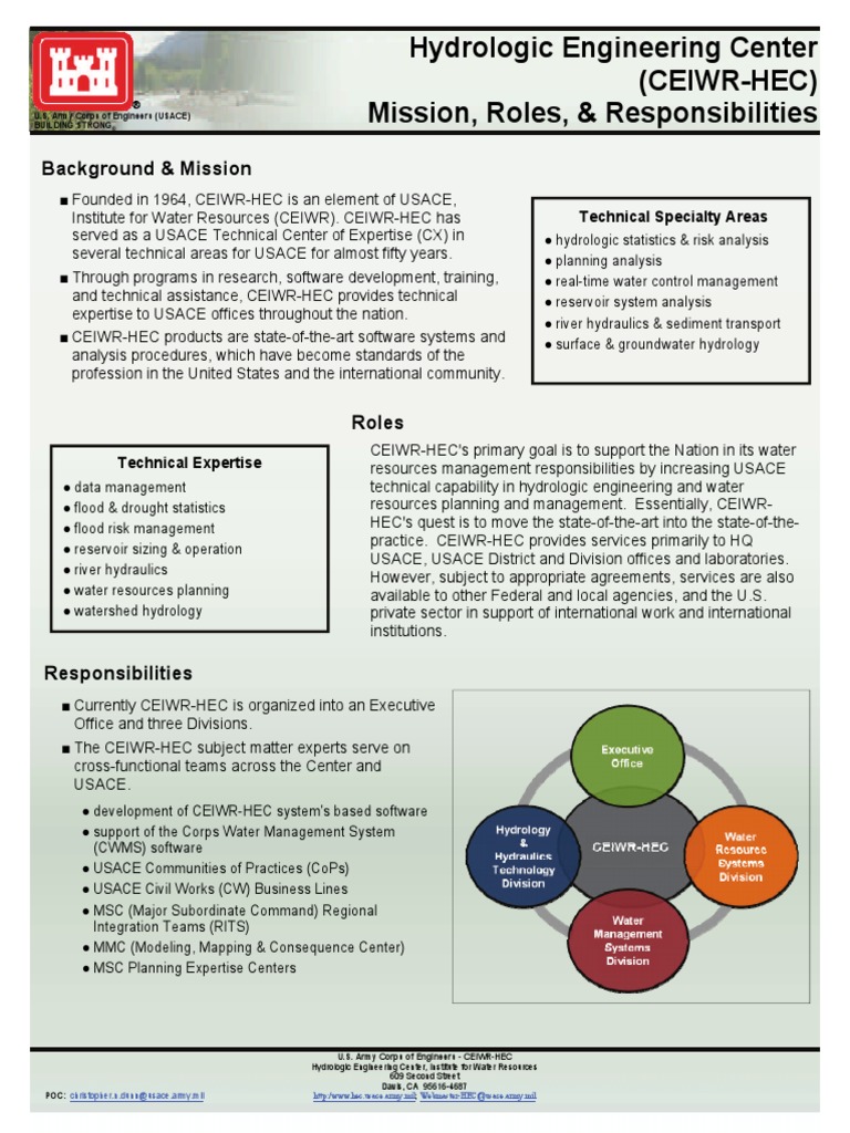 Hydrologic Engineering Center (Ceiwr-Hec) Mission, Roles, & Responsibilities | PDF | United ...