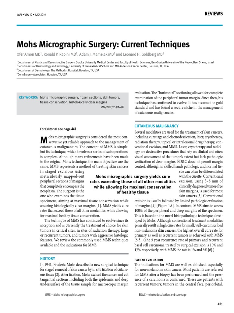 Mohs Micrographic Surgery Current Techniques Download Free Pdf