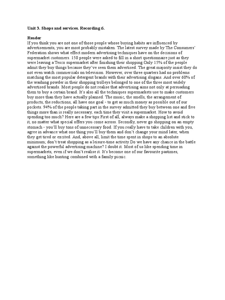 Impact of Advertising on Supermarket Shopping | PDF | Lifestyle