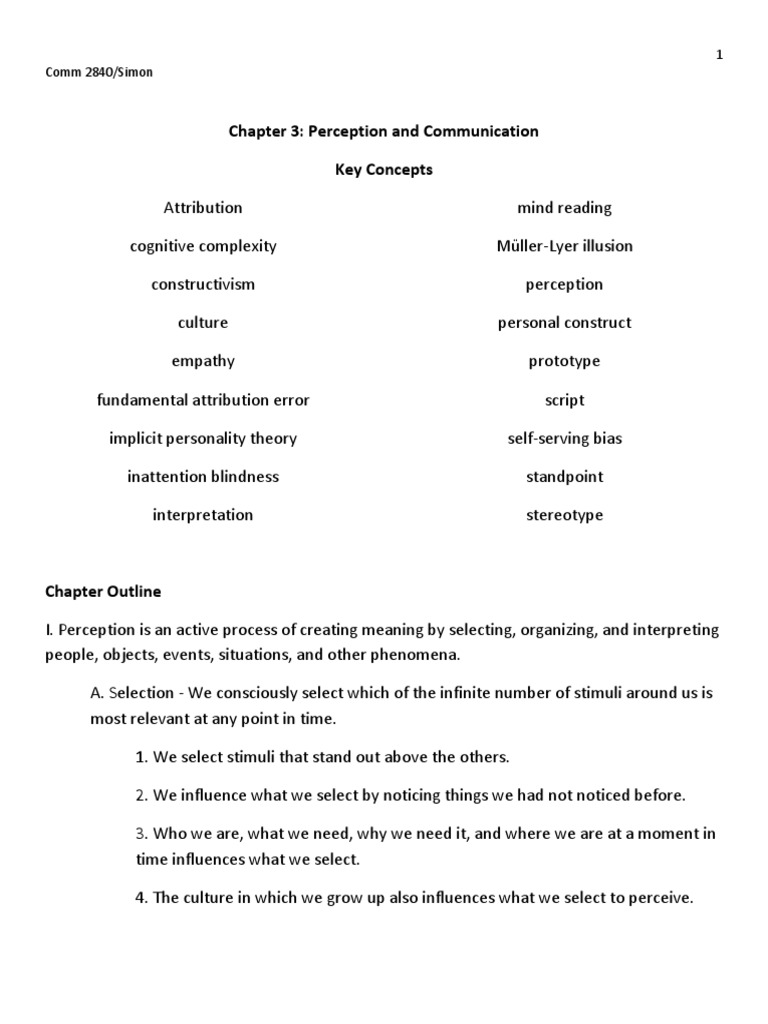 Chapter 3 Notes Pdf Pdf Perception Neuropsychological Assessment