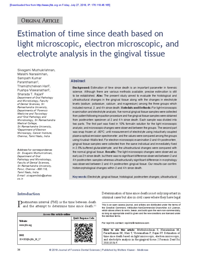 Estimation of Time Since Death Ba PDF | Download Free PDF | Cell ...