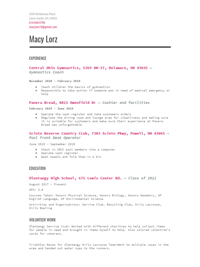 Macy Lorz Resume | PDF