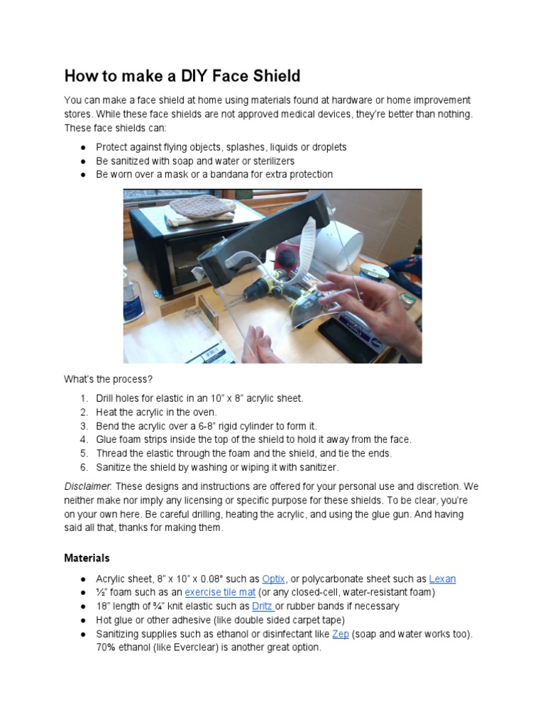 How To Make A DIY Face Shield | PDF | Plastic | Adhesive