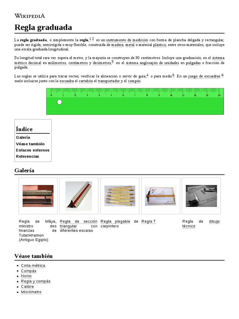 Regla graduada: Índice | Herramientas | Longitud