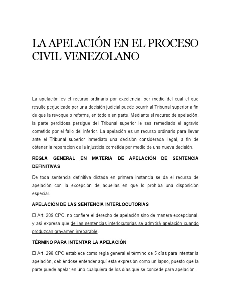La Apelación en El Proceso Civil | PDF | Apelación | Sentencia (ley)