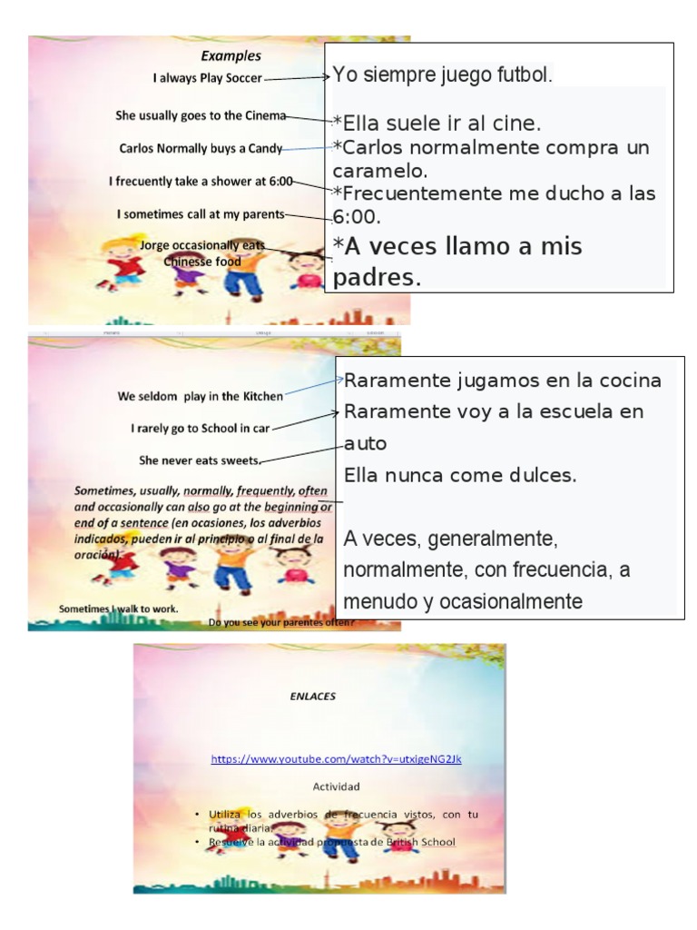 Diapositivas Adverbios de Frecuencias | PDF